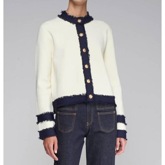 Vilagallo | Sweaters | New Vilagallo Knit Bicolor Cardigan In Ecru Navy ...